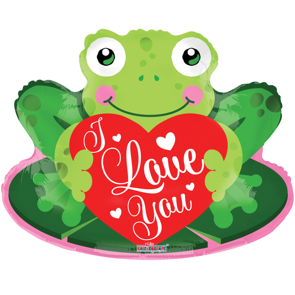 Foilballoon shape 28" green frog shape - Globos Europe