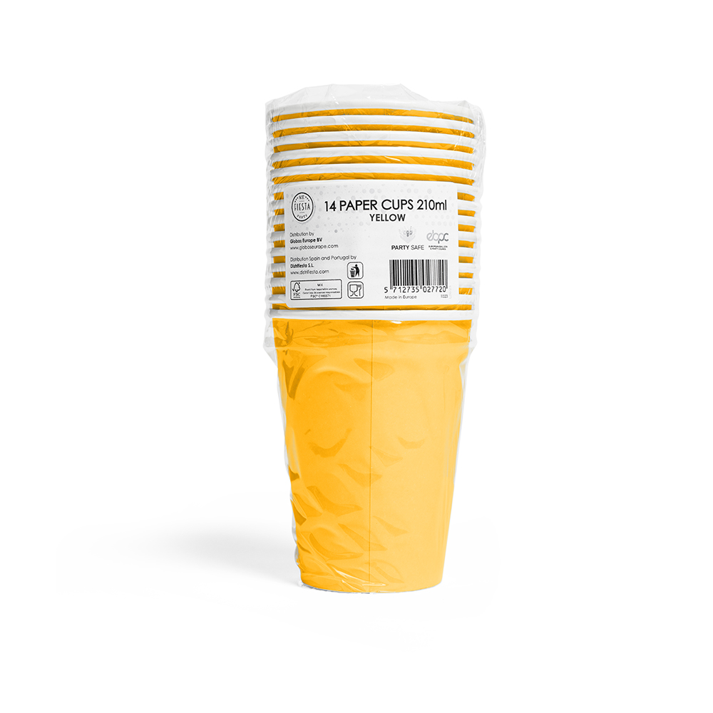 14 Paper cups 210ml FSC - Yellow - Globos Europe