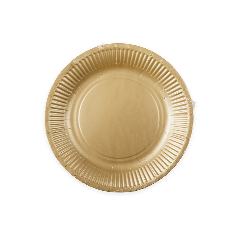 8 Paper plates 23cm FSC - Champagne - Globos Europe