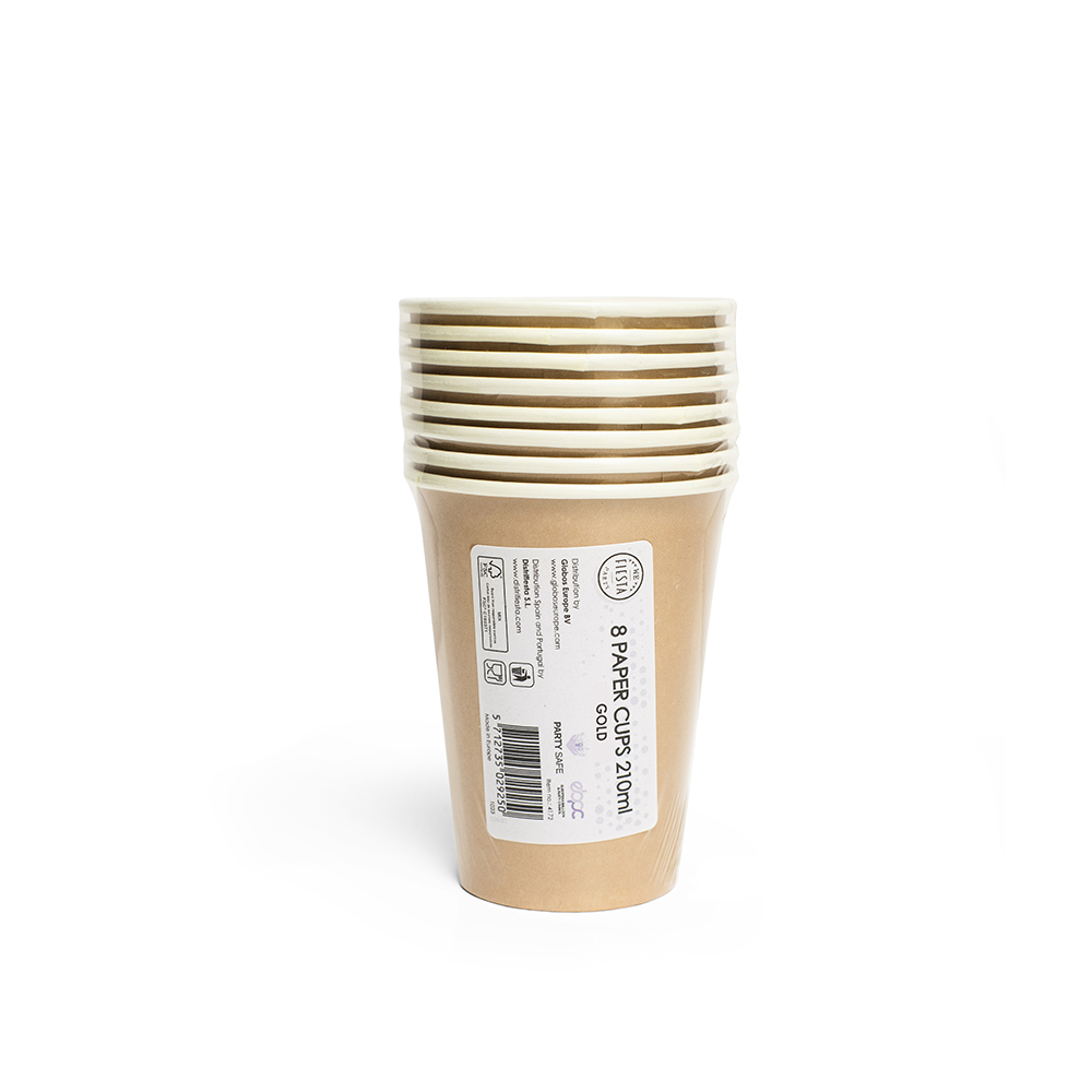 8 Paper cups 210ml FSC - Champagne - Globos Europe