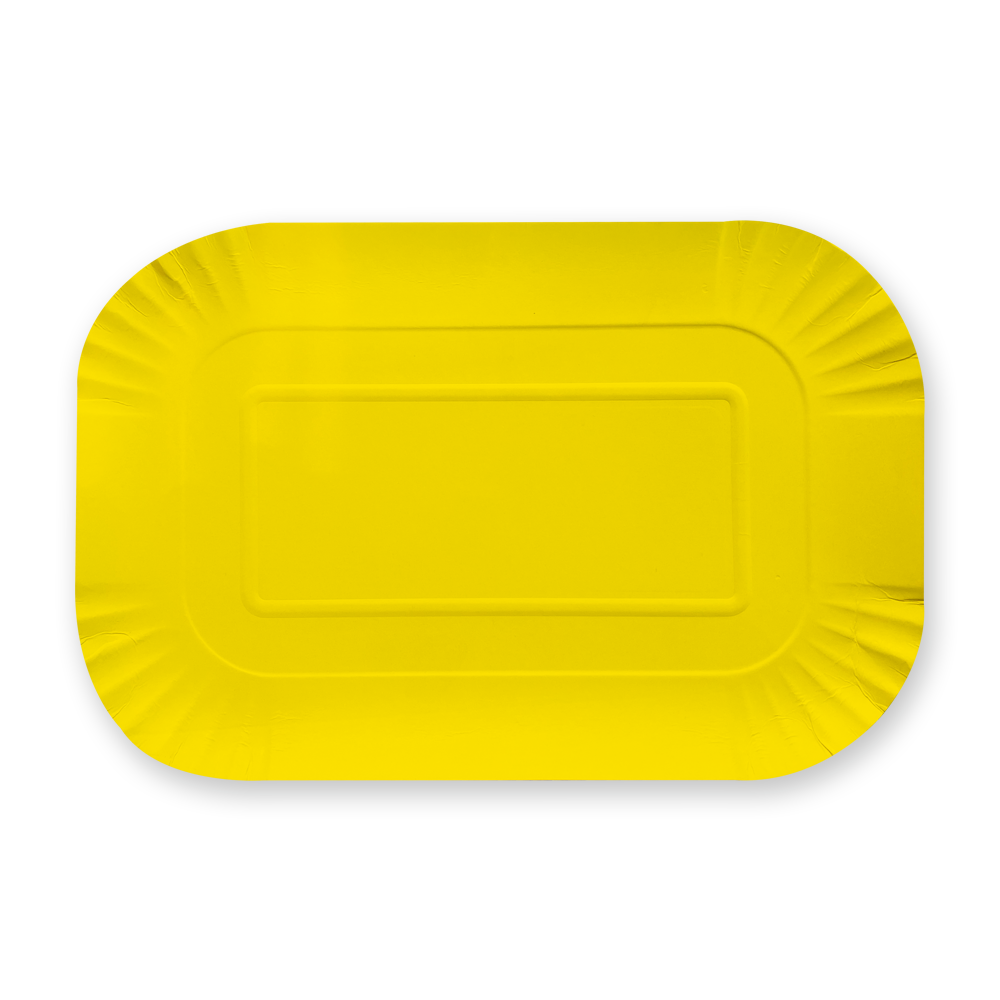 2 Paper food trays 30x20cm FSC - Yellow - Globos Europe
