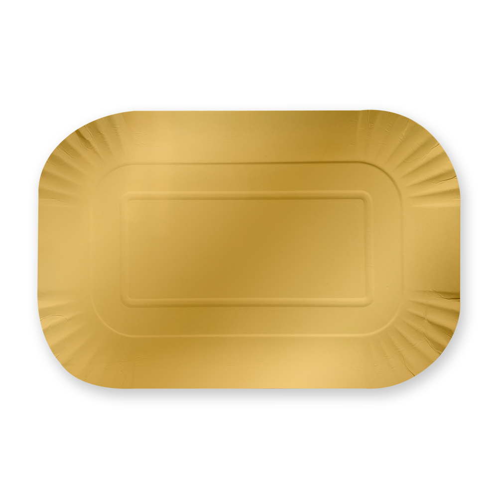 2 Paper food trays 30x20cm FSC - Gold - Globos Europe