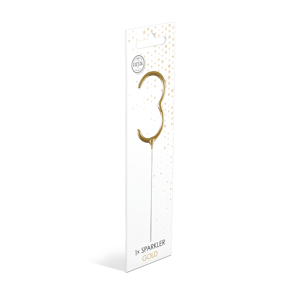 Sparkler 16cm number 3 gold - Globos Europe