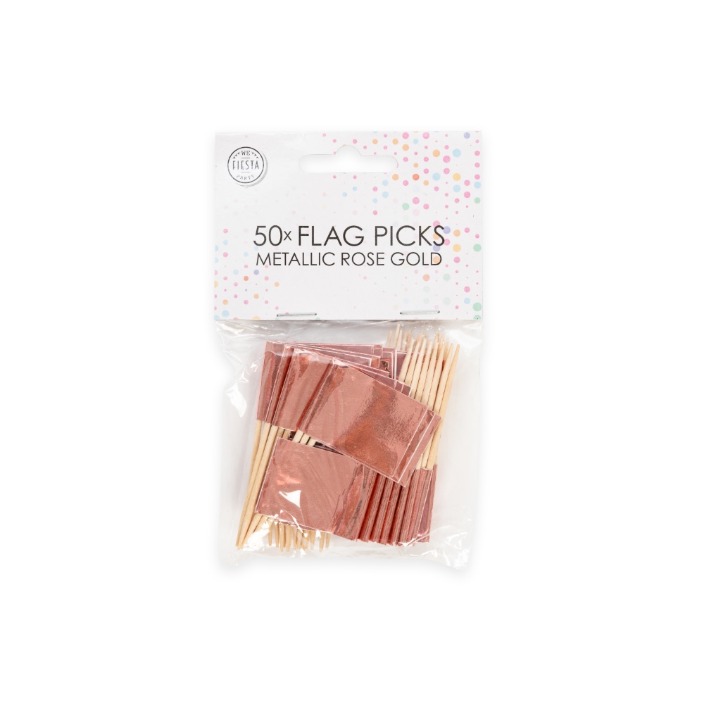50 flag picks metallic rose gold - Globos Europe