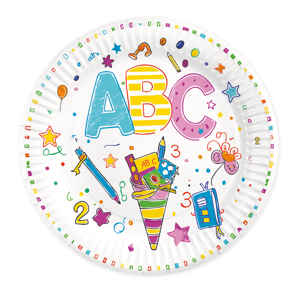 8 Pappteller 23 cm FSC - ABC - Globos Europe