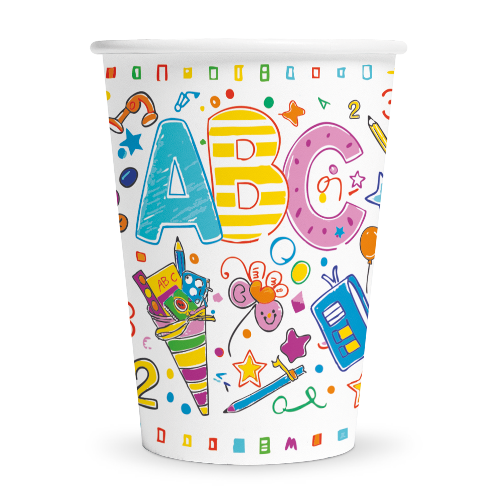 8 vasos de papel de 210 ml - ABC - Globos Europe