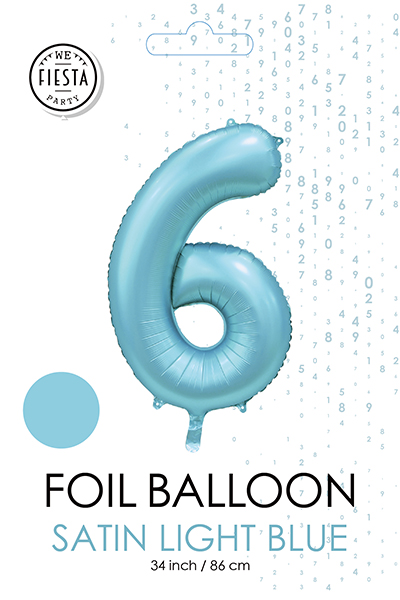 Ballon alu pouces n° 6 bleu clair satiné - Globos Europe