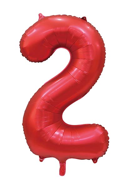 Foilballoon 34" nº 2 rojo satinado - Globos Europe