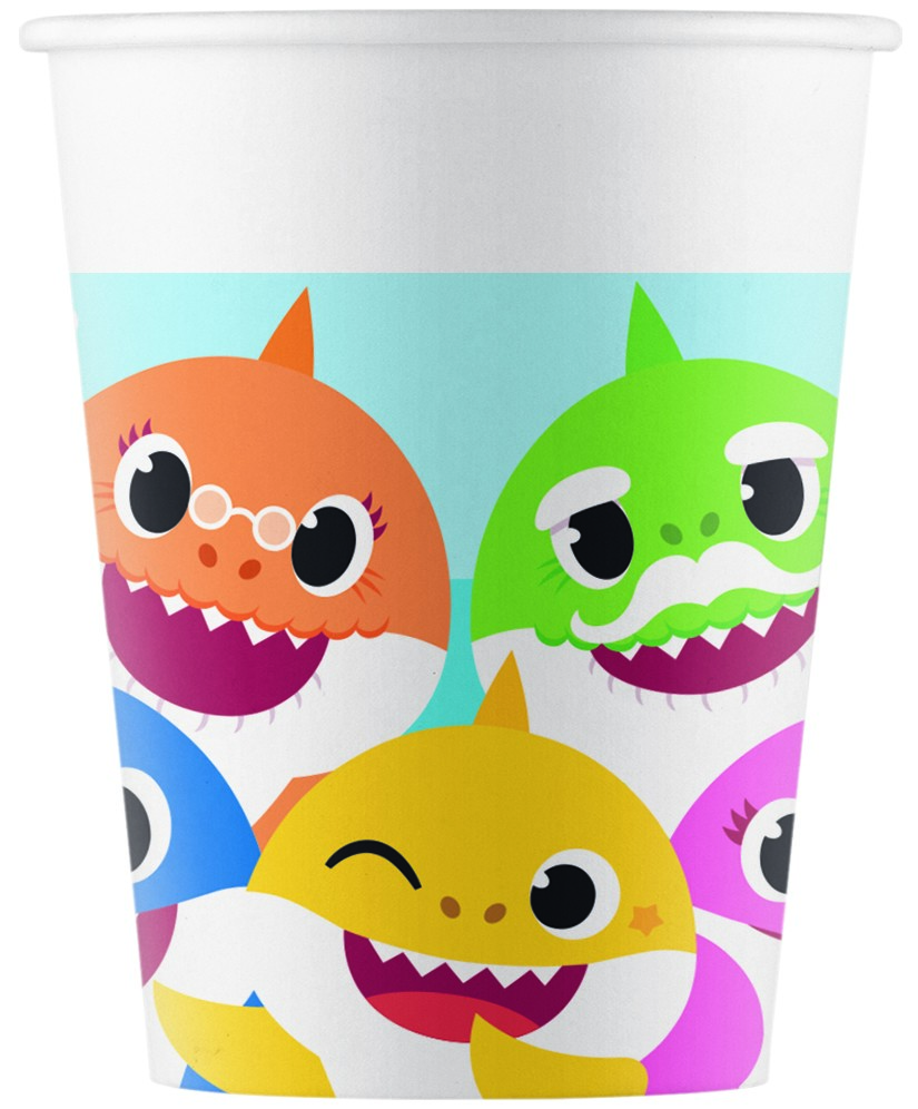 8 Paper Cups 200 ml FSC - Baby Shark - Globos Europe